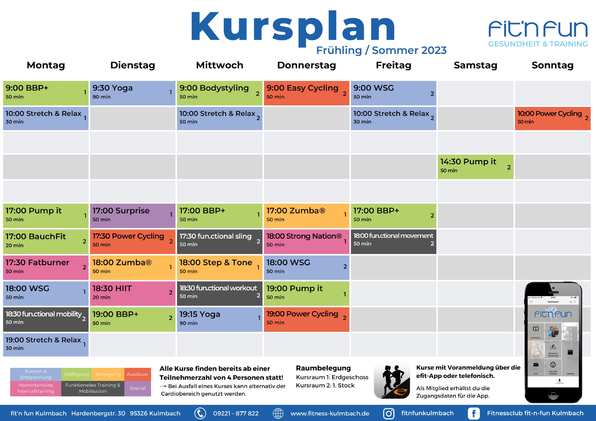 Aktueller Kursplan, Gruppenfitness-Termine und Kurs-Events